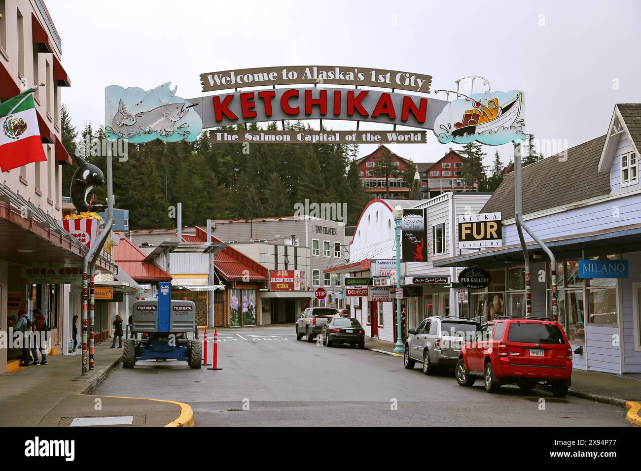 Mission Street sign, Ketchikan, Revillagigedo Island, Clarence Strait ...