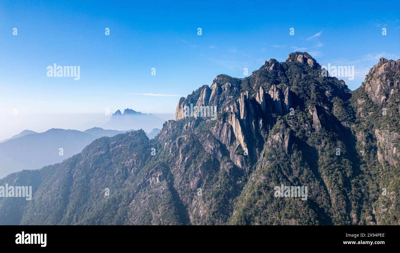 Aerial of the Taoist Sanqing Mountain, UNESCO World Heritage Site ...