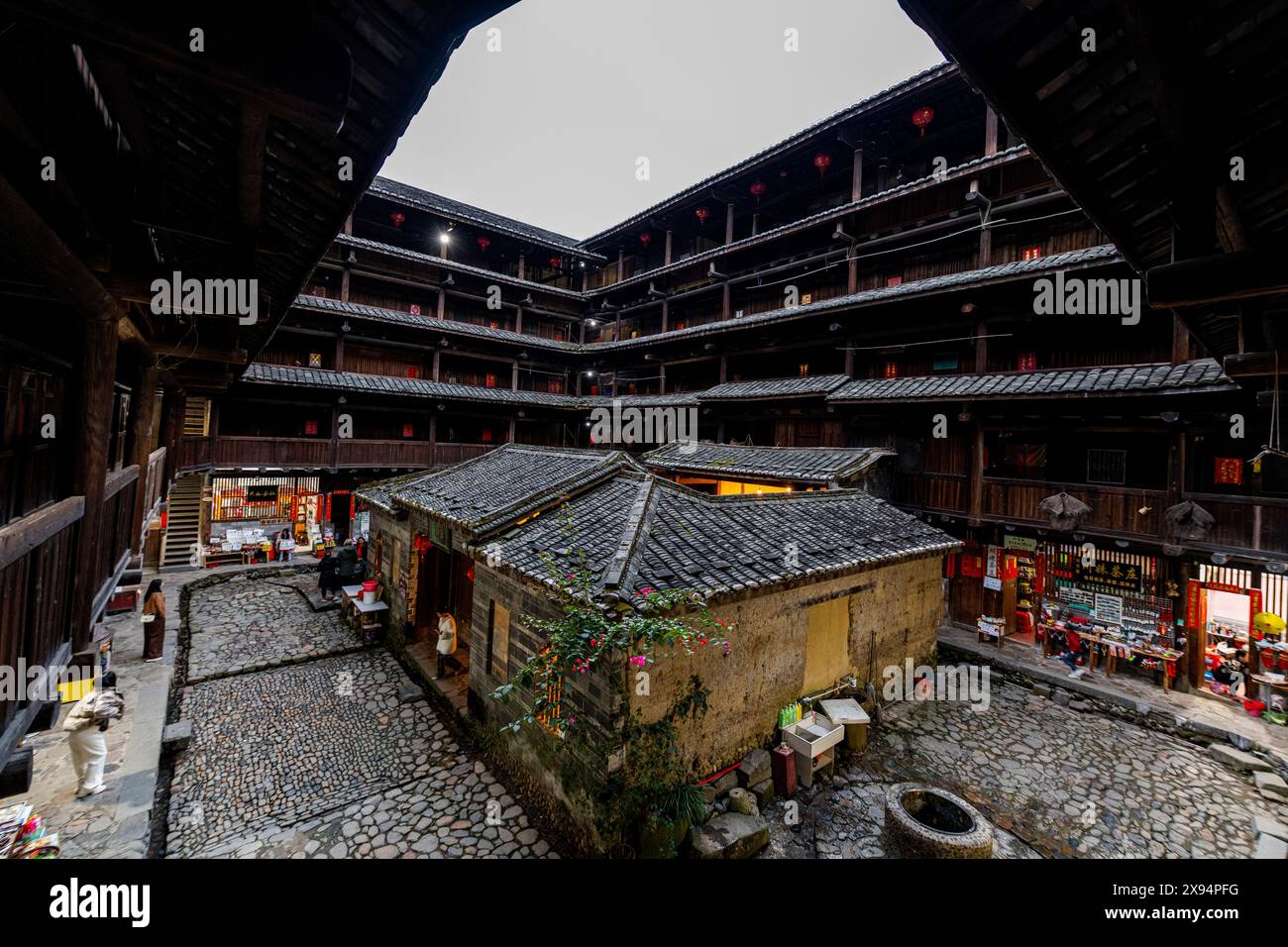 Hegui square building, UNESCO World Heritage Site, Fujian Tulou rural ...