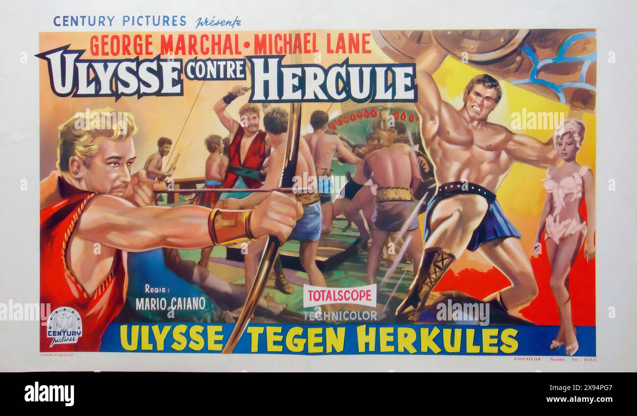 ULYSSES AGAINST THE SON OF HERCULES - Vintage Belgian (French and Flemish) Movie Poster Stock ...