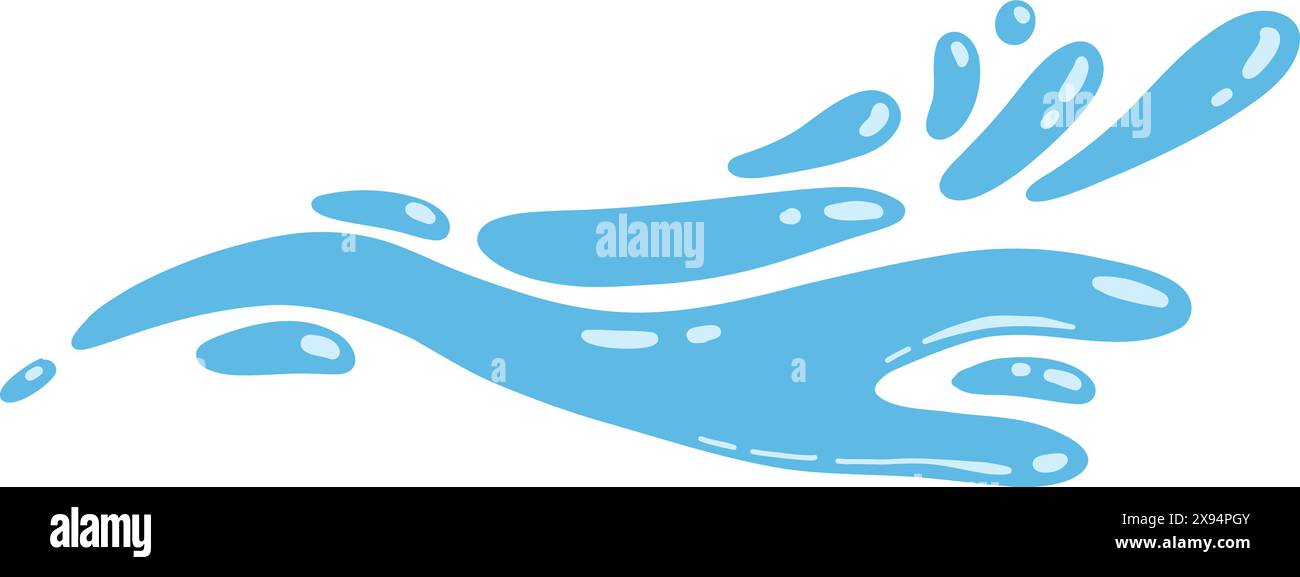 Cartoon blue dripping water drop, splash, spray and tear. Liquid flow ...