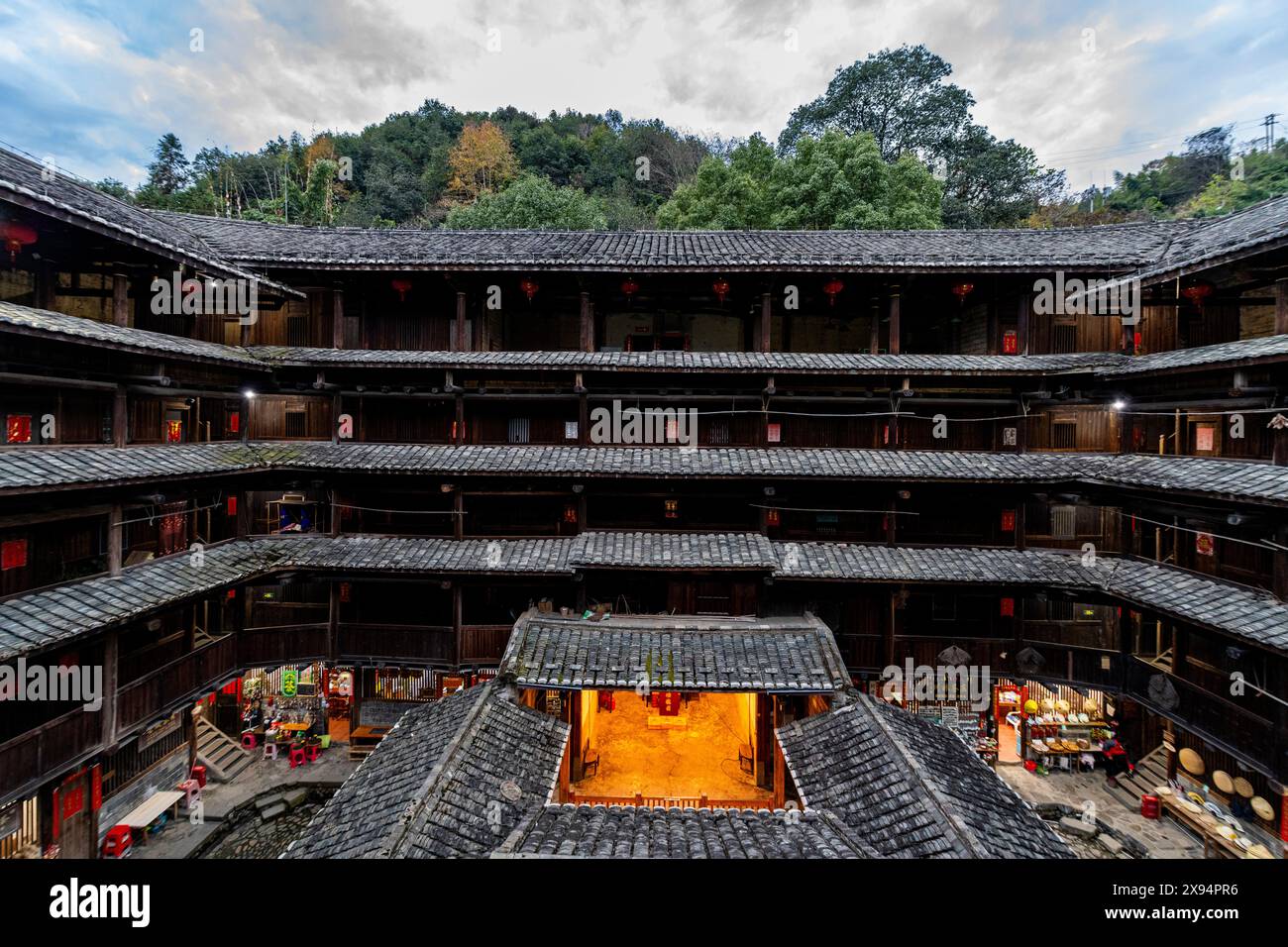 Hegui square building, UNESCO World Heritage Site, Fujian Tulou rural ...