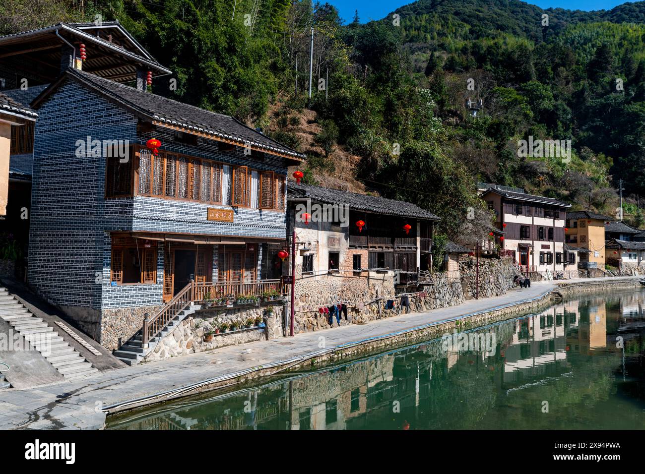 Old houses in Taxia historic village, Fujian Tulou, rural dwelling of ...