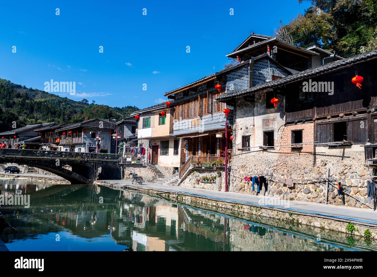Old houses in Taxia historic village, Fujian Tulou, rural dwelling of ...