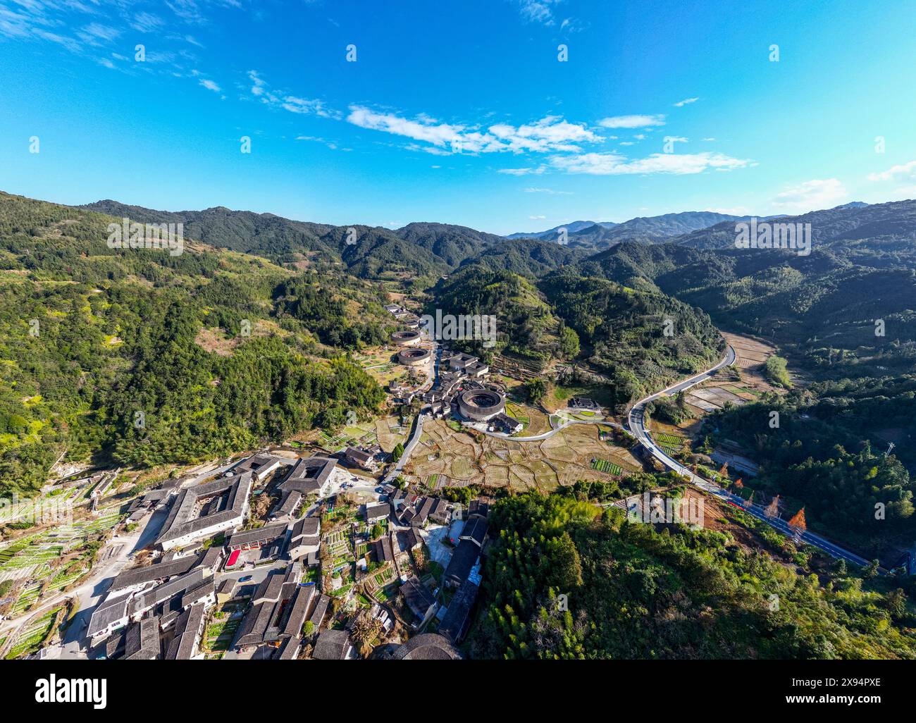 Panorama of the Hekeng Fujian Tulou, UNESCO World Heritage Site, rural ...
