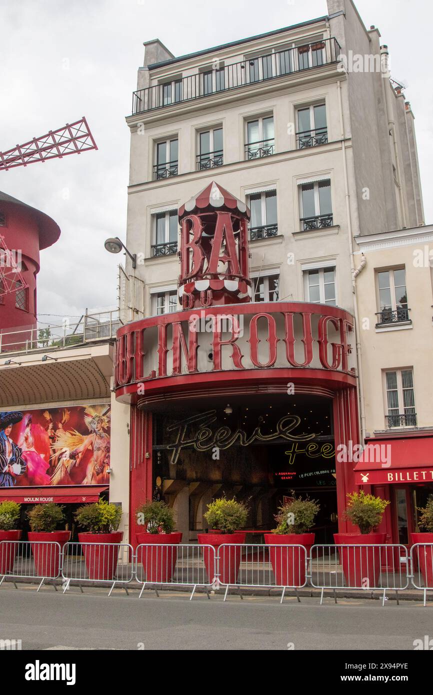 Paris, France, Apirl 20th 2024:- A view of the Moulin Rouge a Famous ...