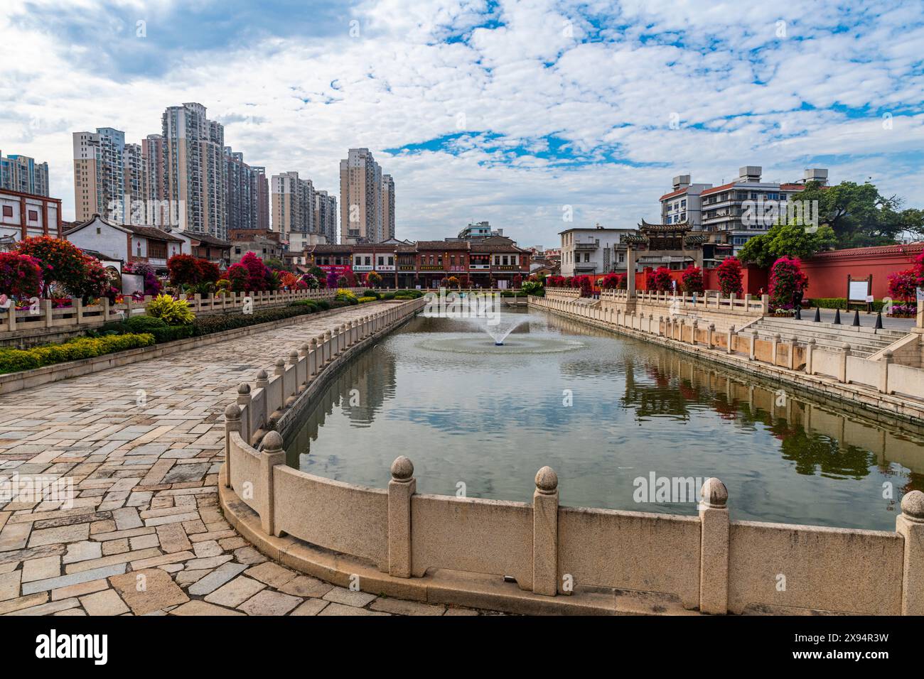 Little pond in the historic center of Zhangzhou, Fujian, China, Asia ...