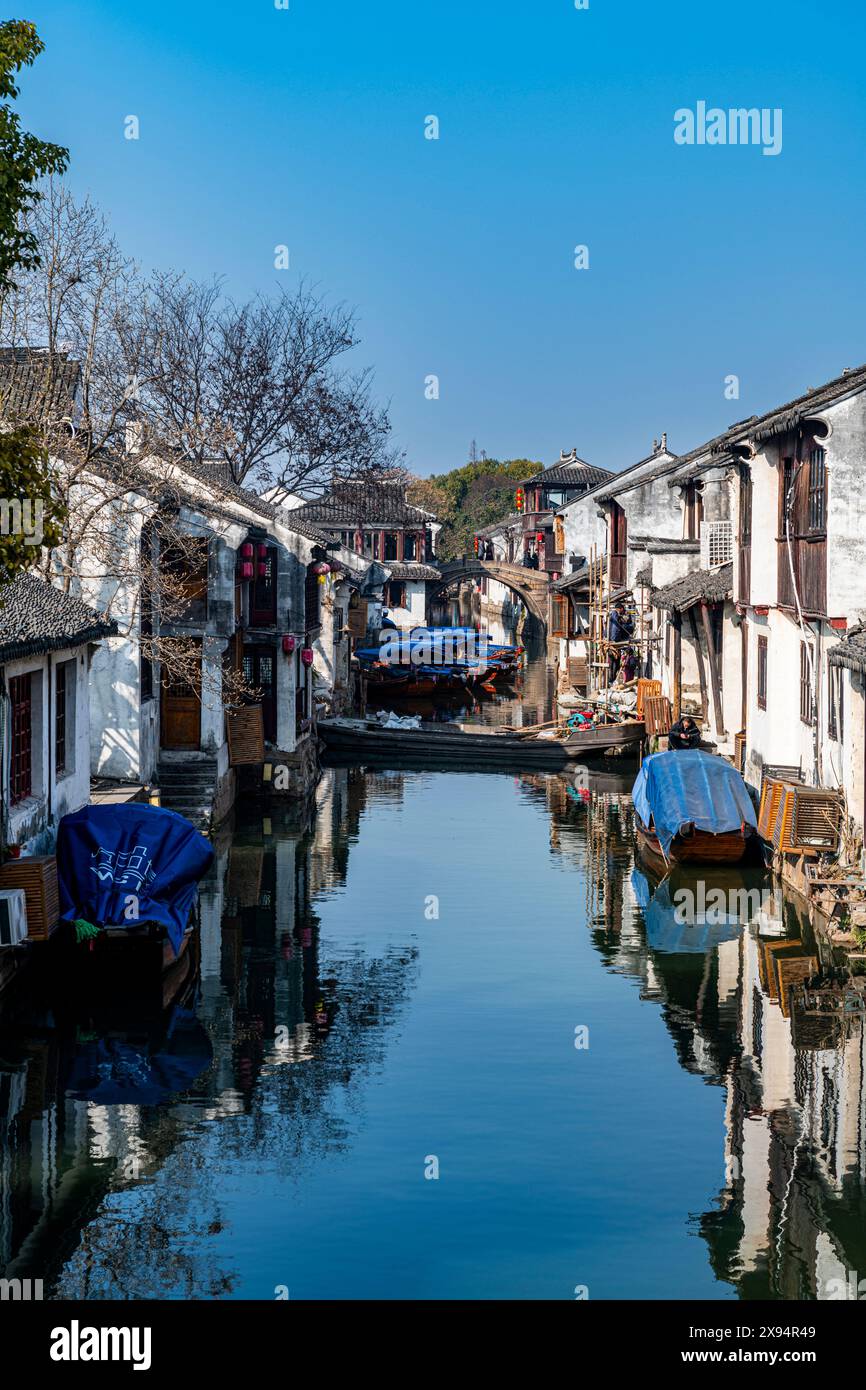 Water channel, Zhouzhuang water town, Jiangsu, China, Asia Stock Photo ...