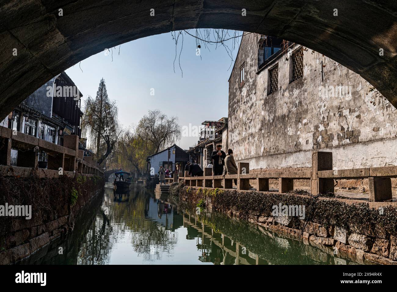 Water channel, Zhouzhuang water town, Jiangsu, China, Asia Stock Photo ...