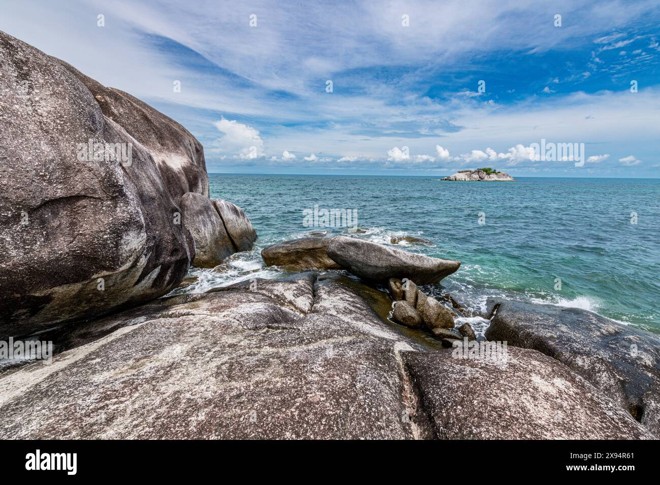 Giant granite rocks on Pulau Kelayang, Belitung island off the coast of ...