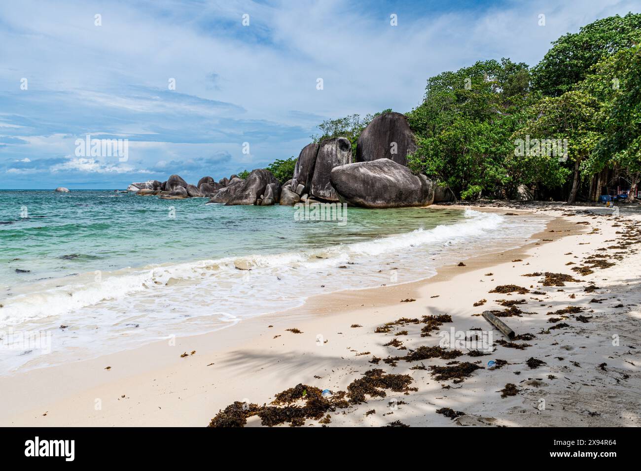 Huge granite rocks on Tanjung Kelayang Beach, Belitung island off the ...