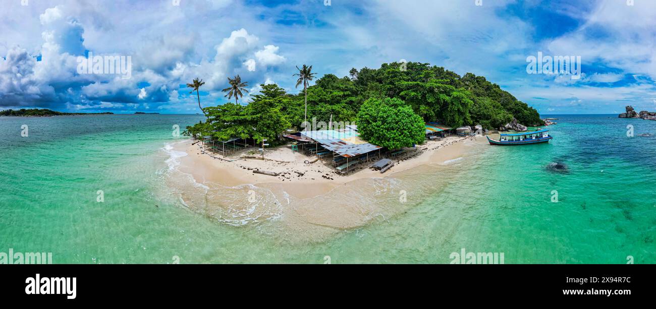 Panorama of Pulau Kelayang, Belitung island off the coast of Sumatra ...