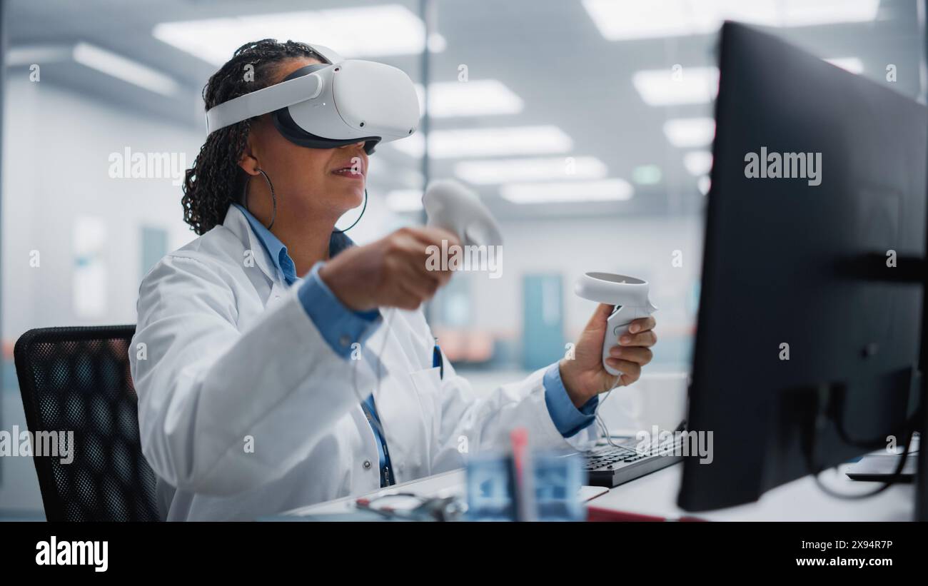 Futuristic Medical Hospital: Black Female Neurosurgeon Wearing Virtual ...