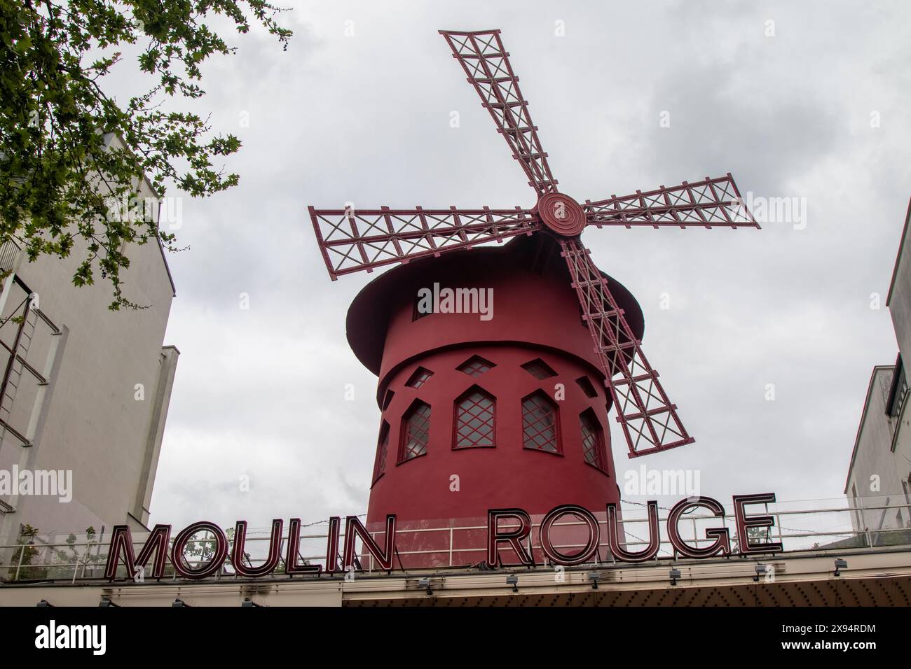 Paris, France, Apirl 20th 2024:- A view of the Moulin Rouge a Famous ...