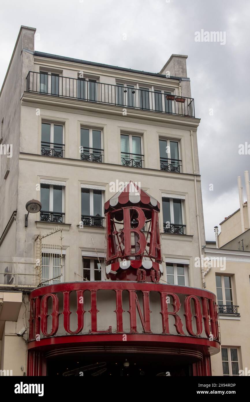 Paris, France, Apirl 20th 2024:- A view of the Moulin Rouge a Famous ...