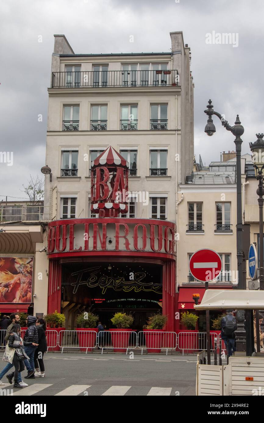 Paris, France, Apirl 20th 2024:- A view of the Moulin Rouge a Famous ...