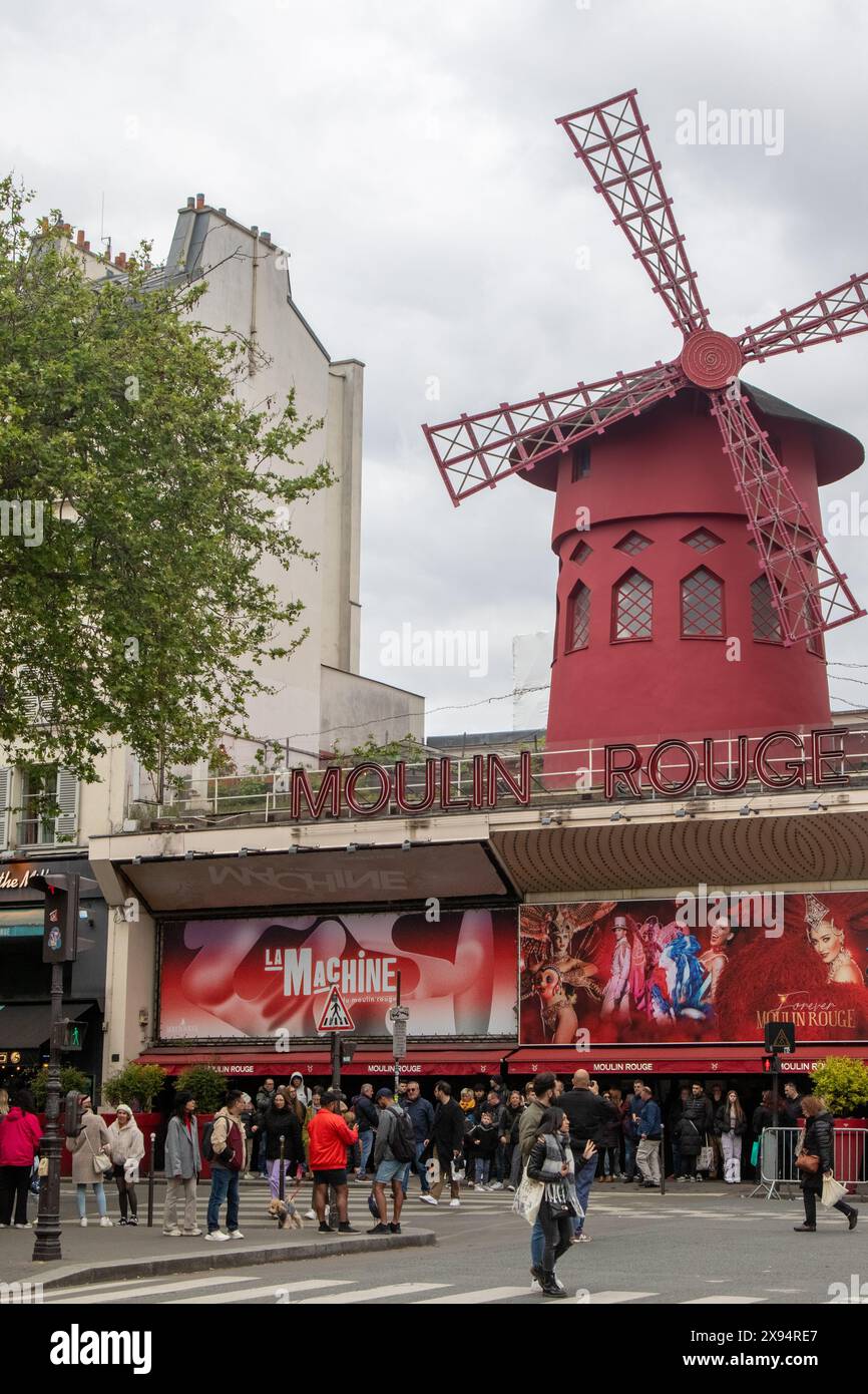 Paris, France, Apirl 20th 2024:- A view of the Moulin Rouge a Famous ...