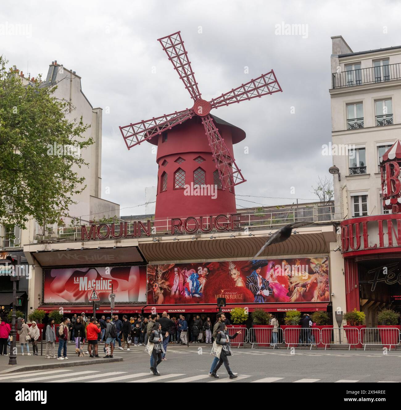 Paris, France, Apirl 20th 2024:- A view of the Moulin Rouge a Famous Cabaret located in the ...