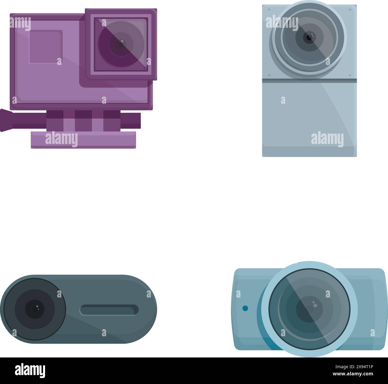 Illustration of four different styles of security cameras for ...