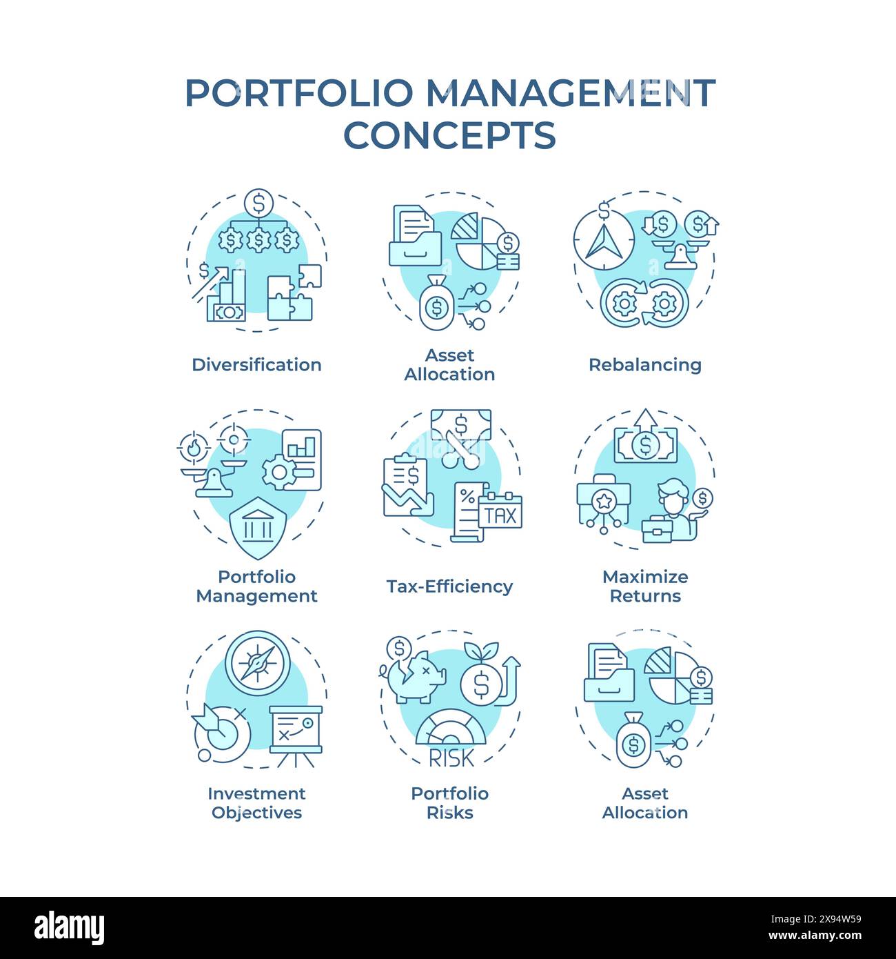 Portfolio management soft blue concept icons Stock Vector Image & Art ...