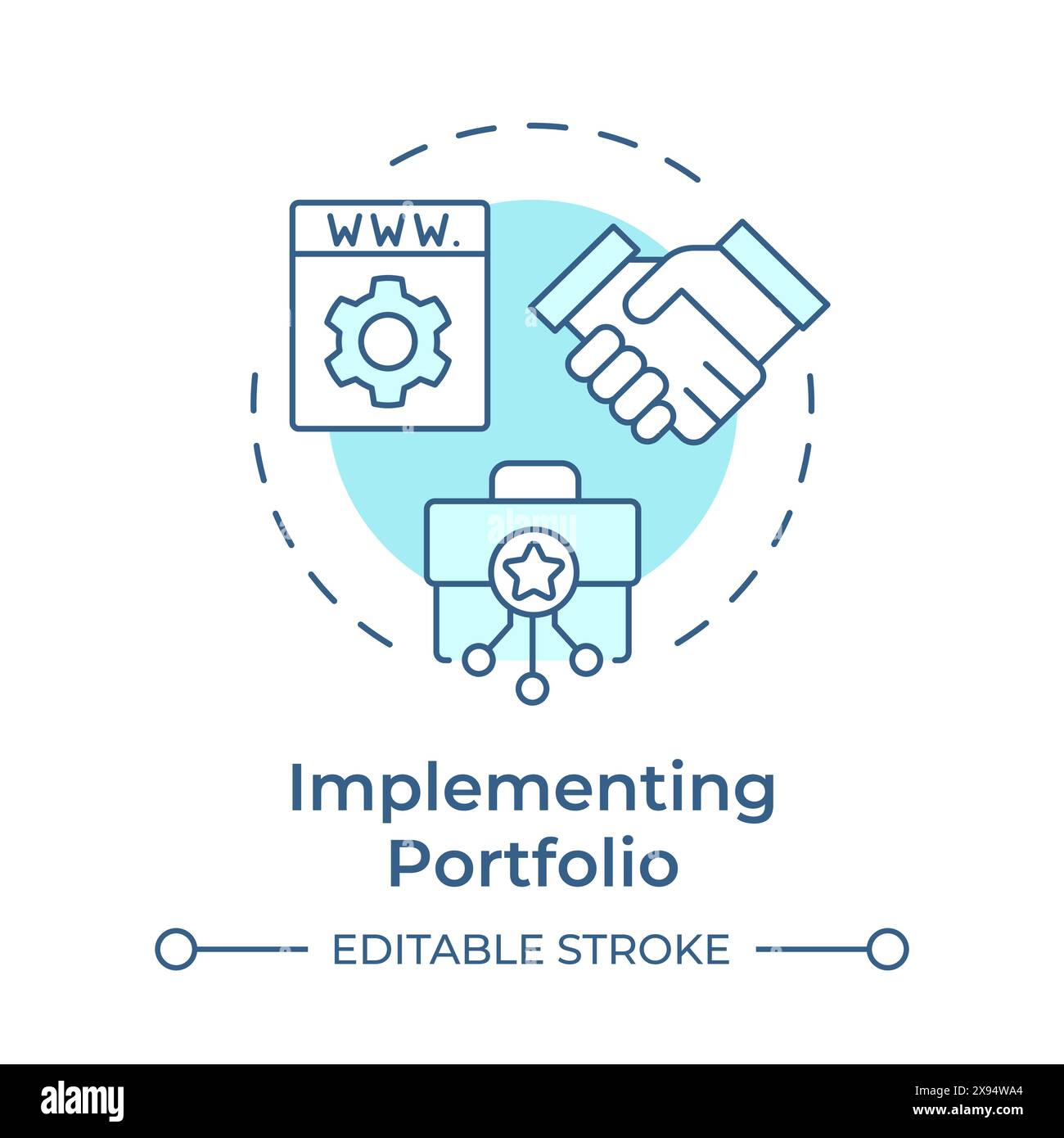 Implementing portfolio soft blue concept icon Stock Vector Image & Art - Alamy