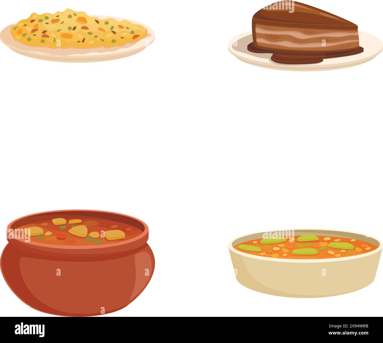 Assorted dishes clipart collection, vector illustrations of culinary ...