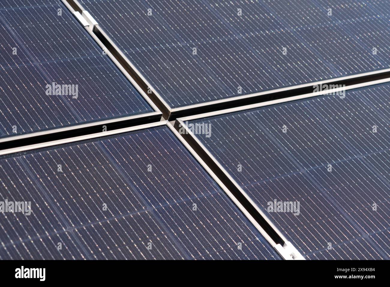 Close-up photo of the surface of solar panels in a solar power plant ...