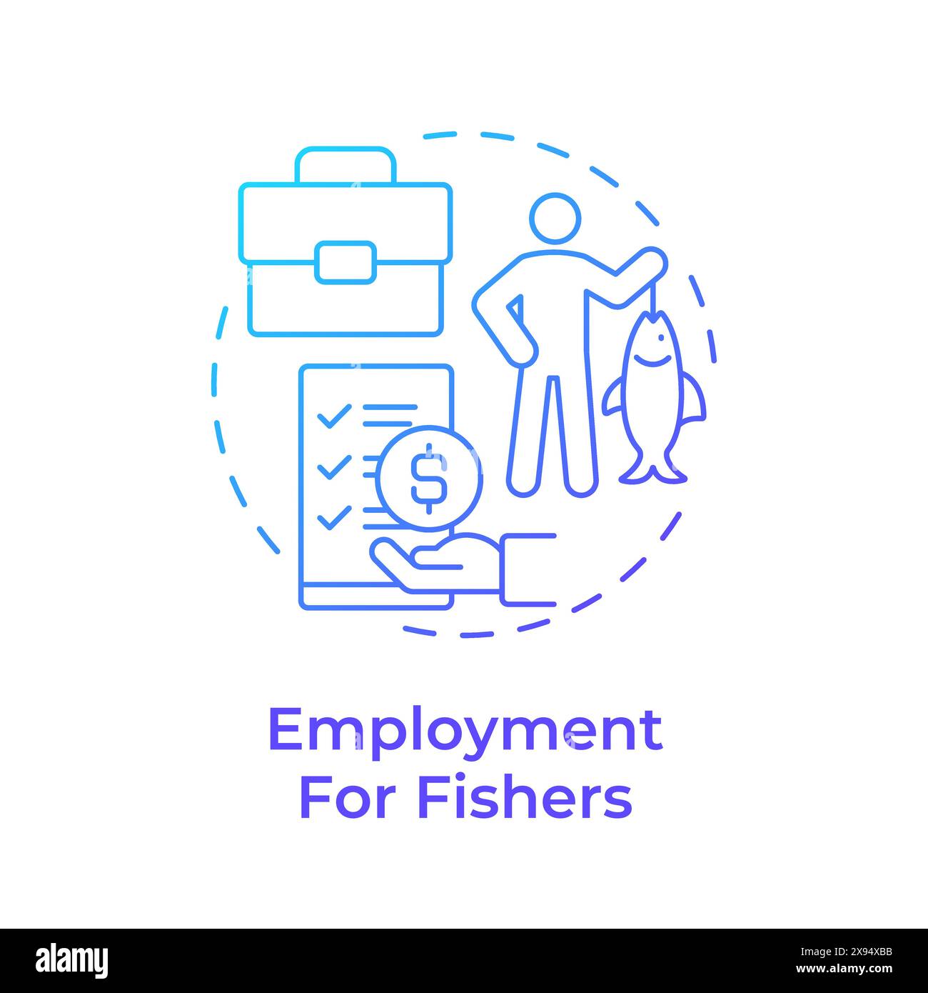 Employment for fishers blue gradient concept icon Stock Vector Image ...
