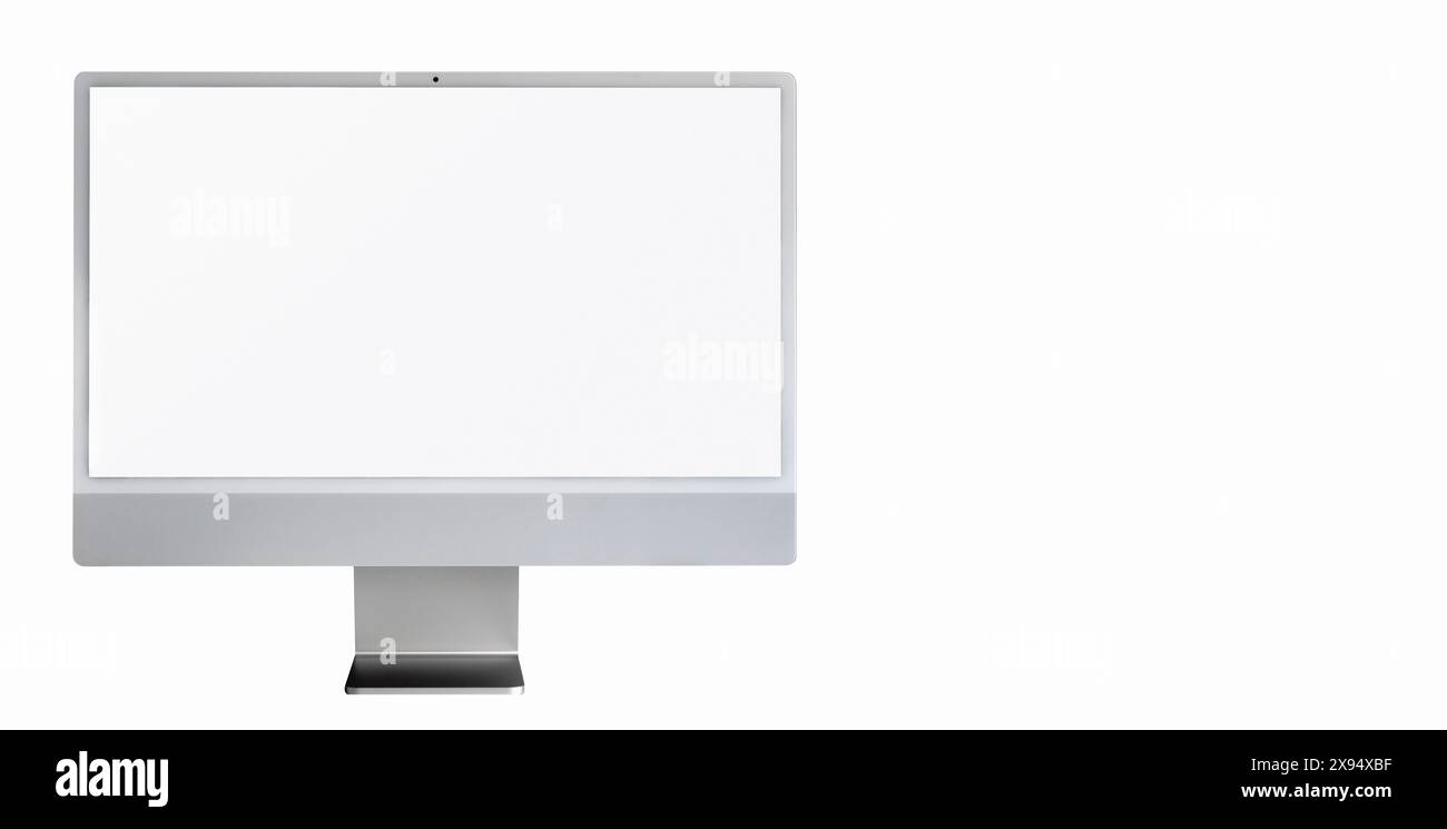 Isolated computer display with white blank screen. PC monitor mockup ...