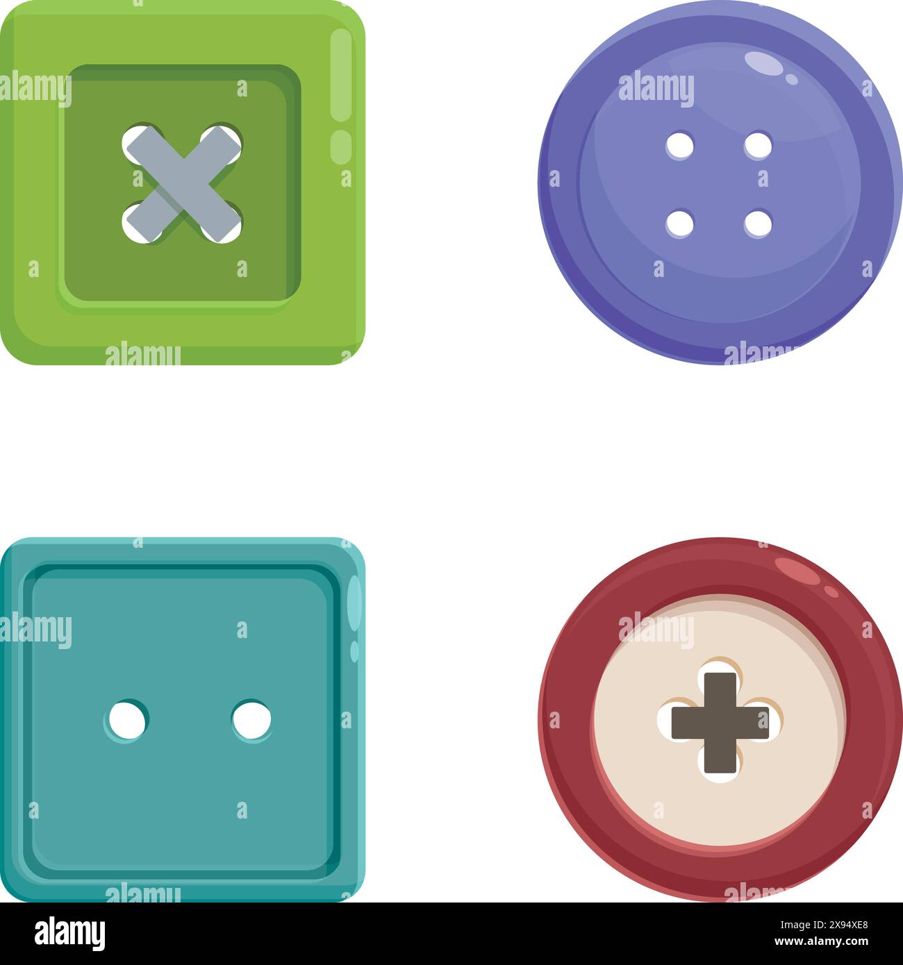 Collection of four vector buttons in flat design, featuring different ...