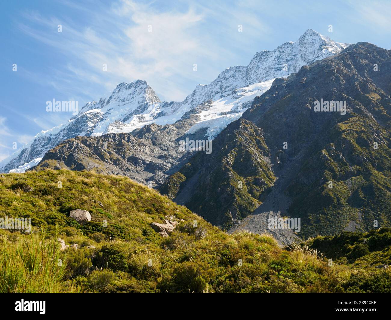 Mountain views from the Hooker Valley Trail in Aoraki (Mount Cook ...