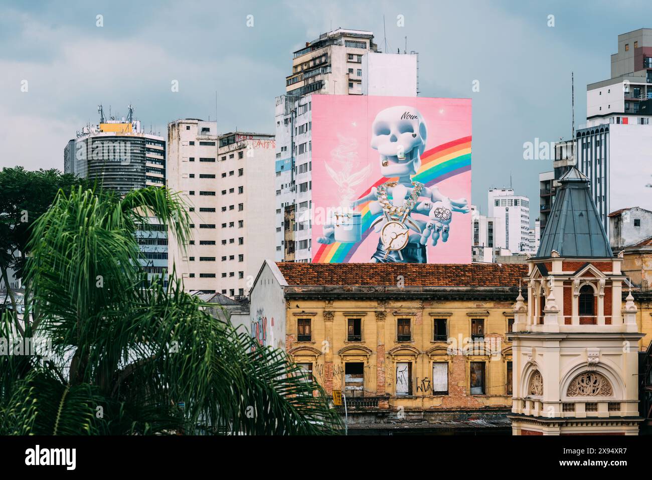 View of a large mural in Sao Paulo, Brazil, South America Stock Photo ...