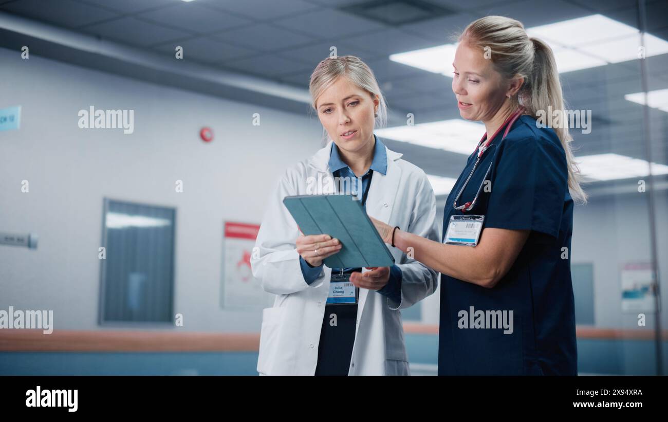 Health Care Medical Hospital. Professional Nurse and Doctor Walking ...