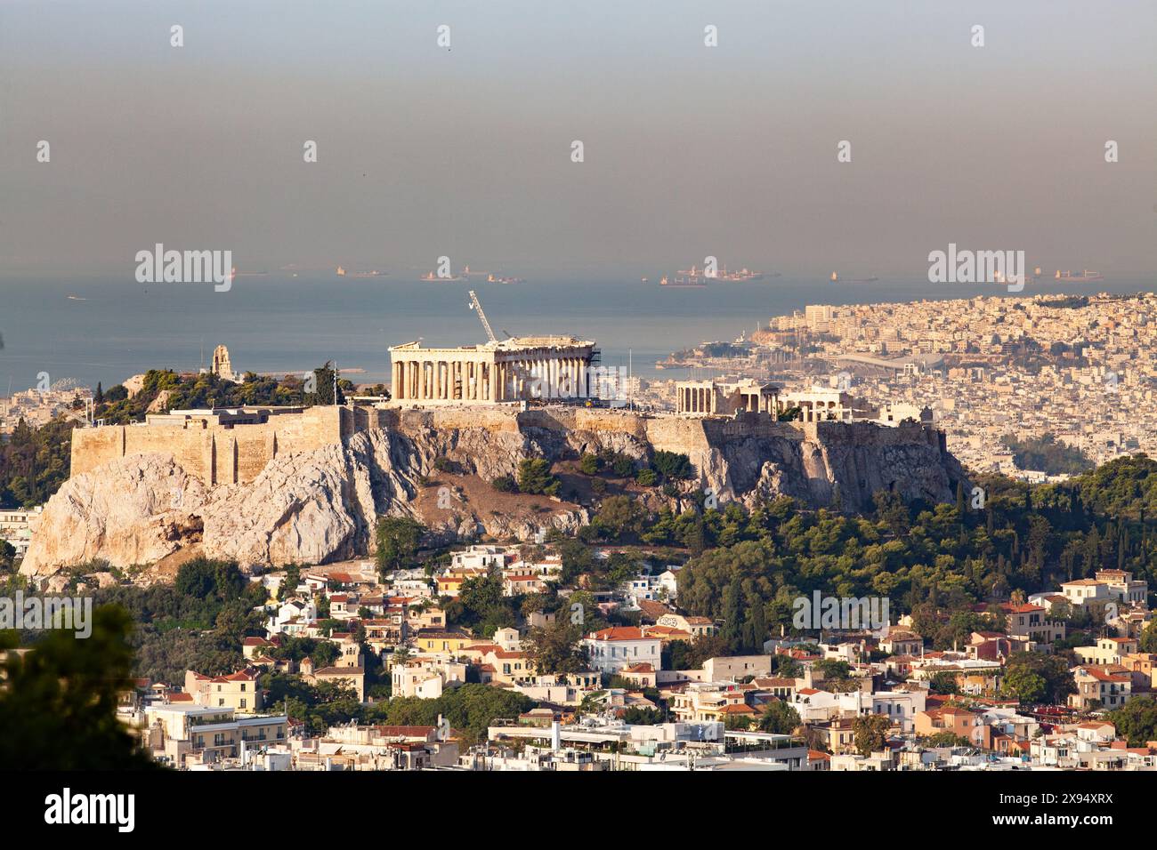 View over city to the Acropolis, Athens, Greece, Europe Stock Photo - Alamy