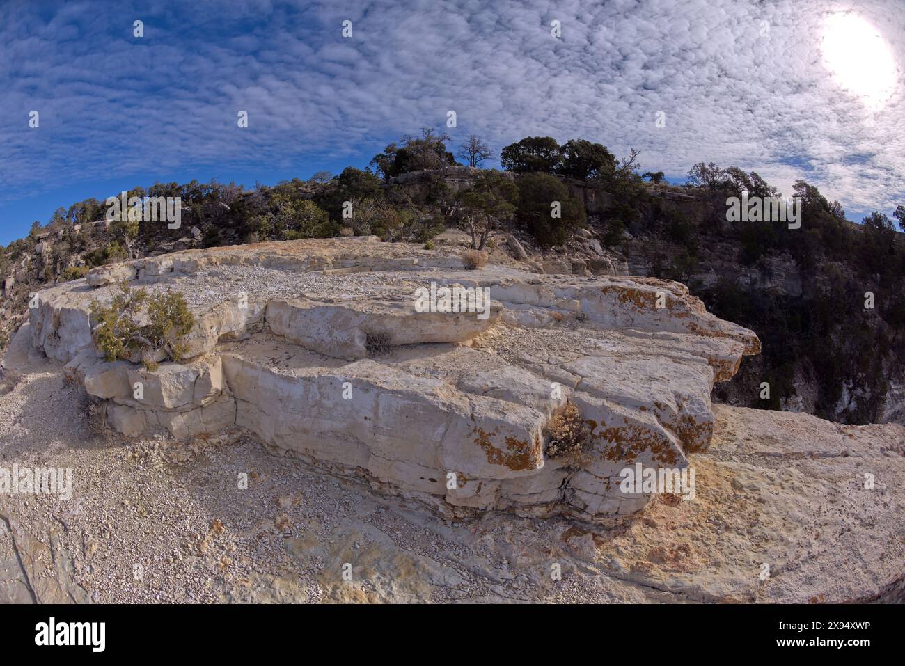 Look back at the Great Mohave Wall Overlook from a rock platform just ...