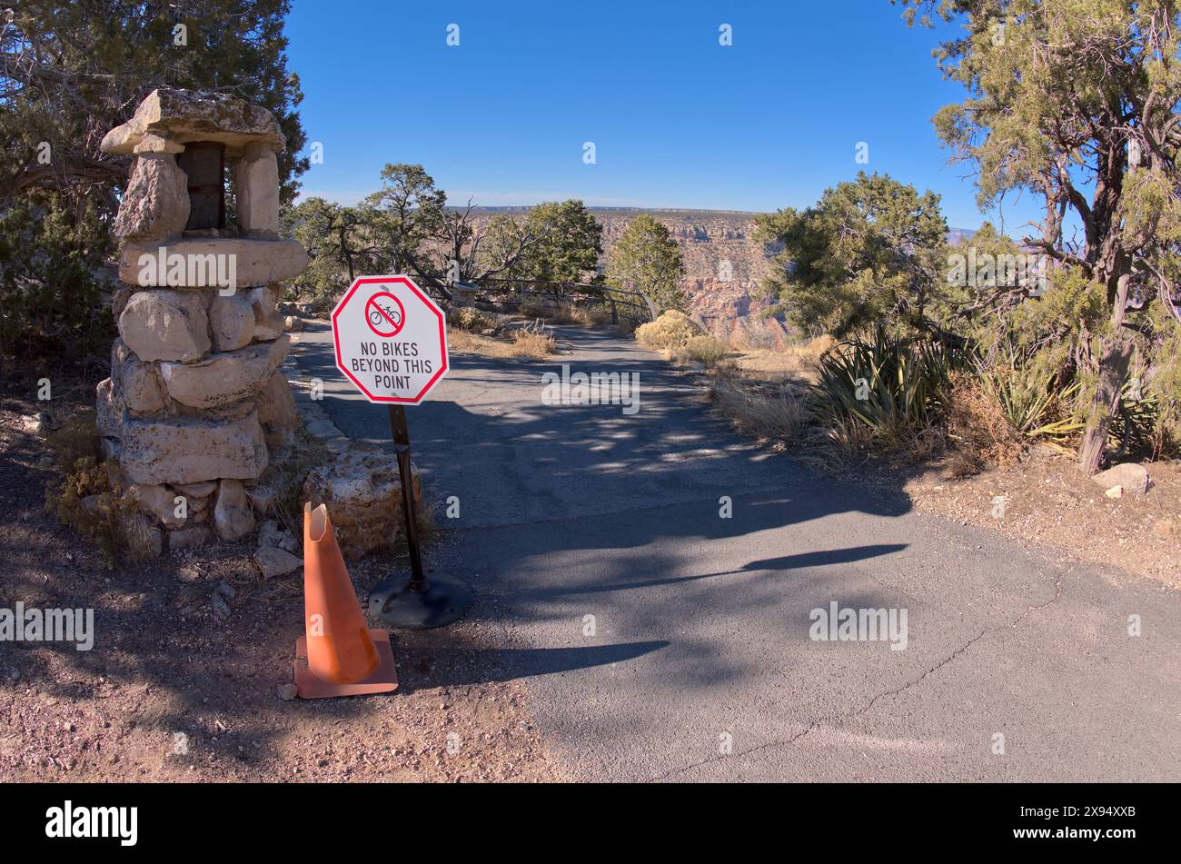 Sign stating that bikes are not allowed beyond this point at Hermits ...