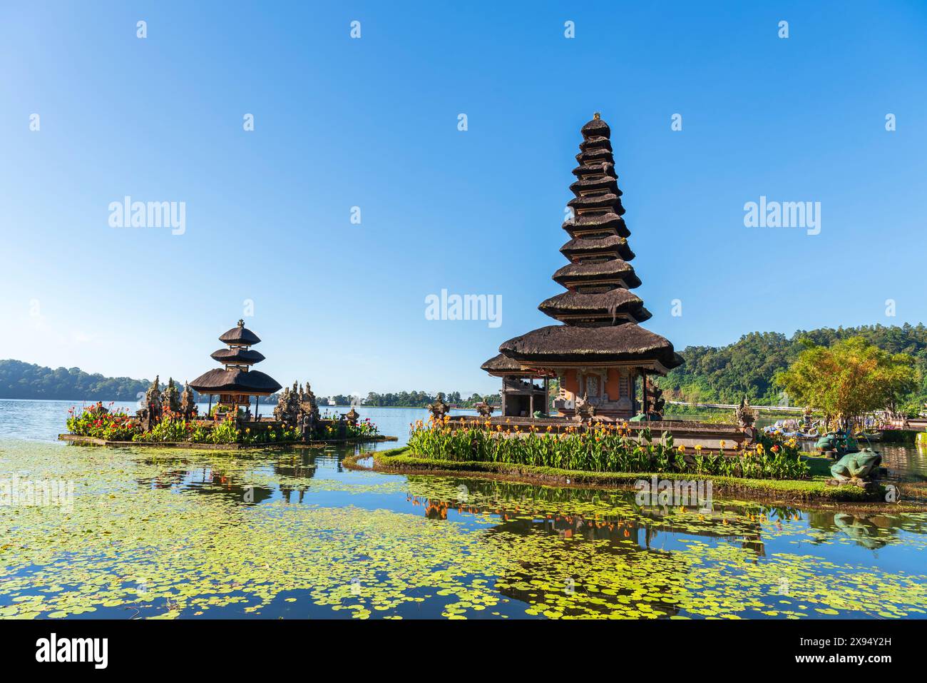 The famous Hindu temple of Pura Ulun Danu Bratan on the banks of Lake ...