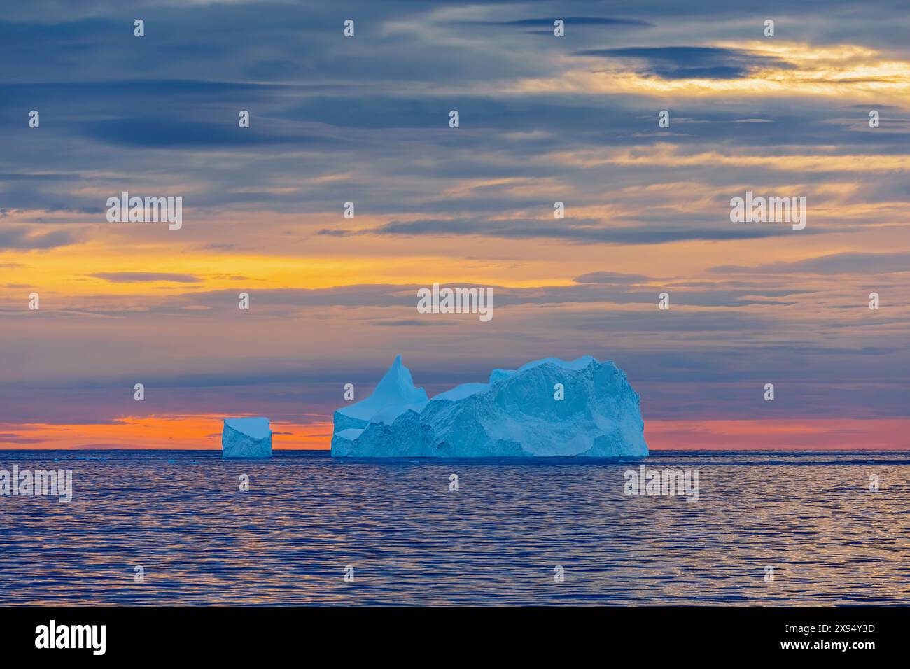 Sunset Glow, Iceberg floating at sunset, Antarctica, Polar Regions ...