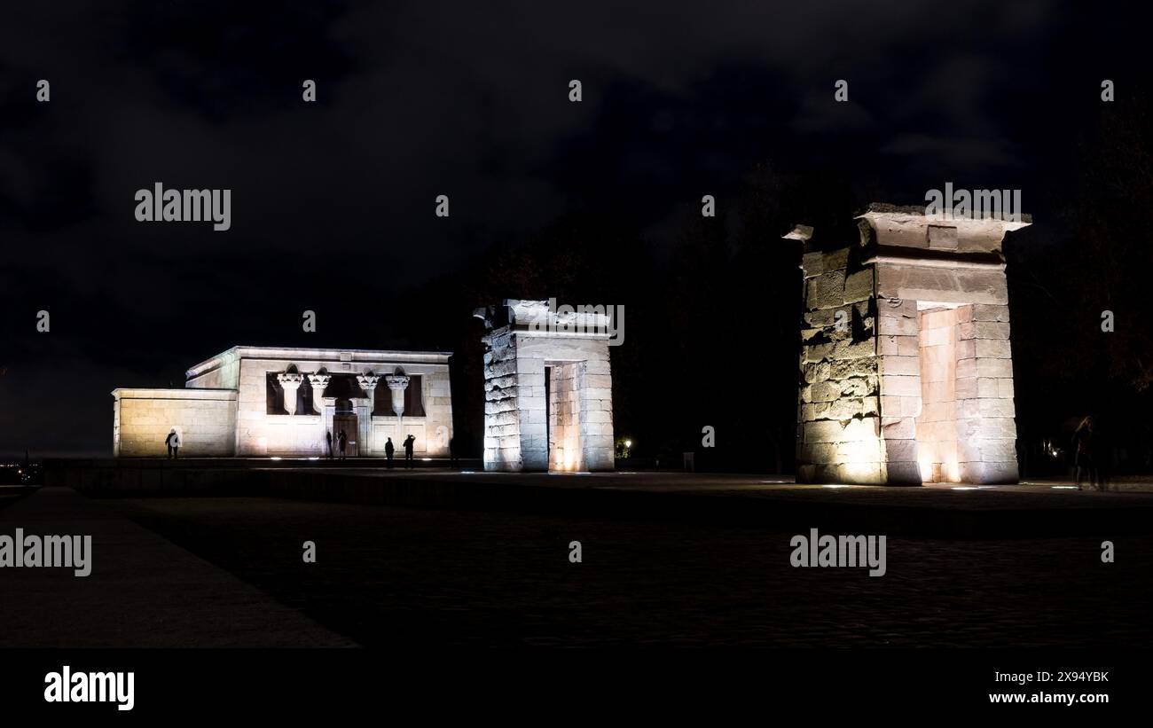 View of the ancient Nubian Temple of Debod, rebuilt in Parque de la ...