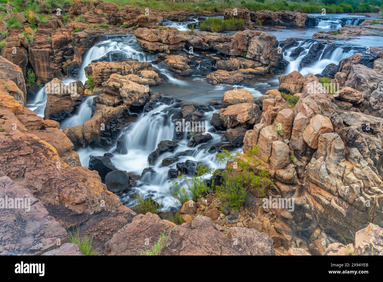 View of waterfalls at Bourke's Luck Potholes, Blyde River Canyon Nature ...
