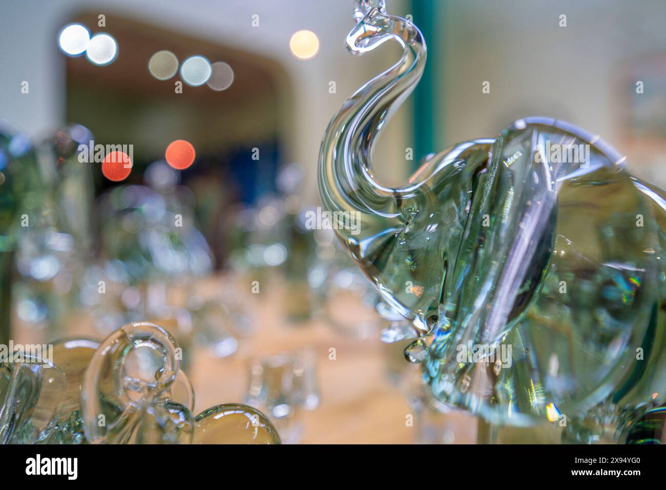 View of ornamental glass elephant at Ngwenya Glass-Eswatini, Ngwenya ...