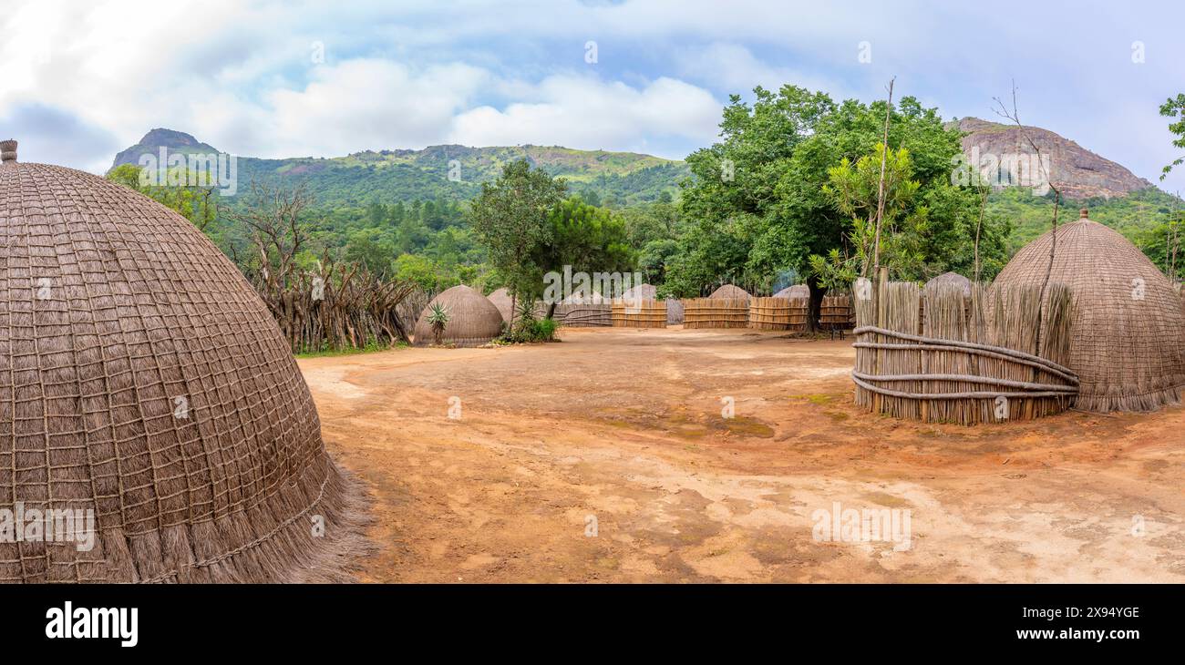 View of Mantenga Cultural Village a traditional Eswatini settlement ...