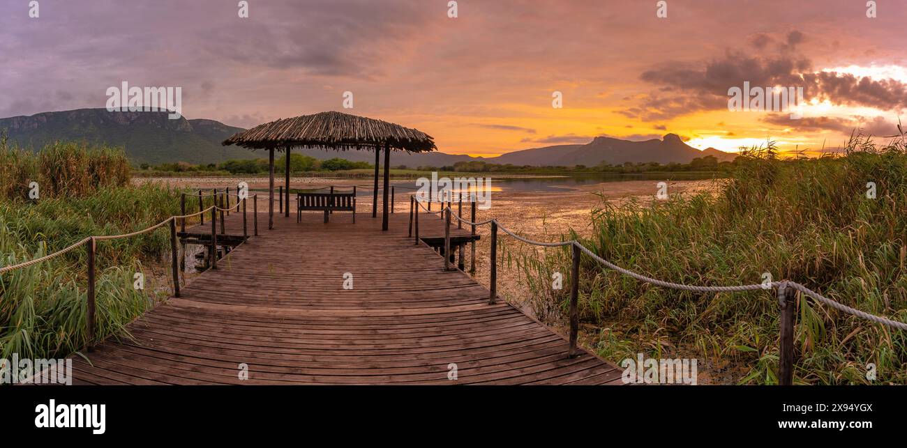 View of Jet lake and Ubombo Mountain from Ghost Mountain Inn at sunrise ...