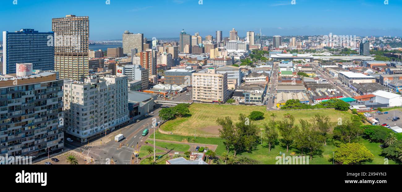 Elevated view of Durban city skyline, Durban, KwaZulu-Natal Province ...