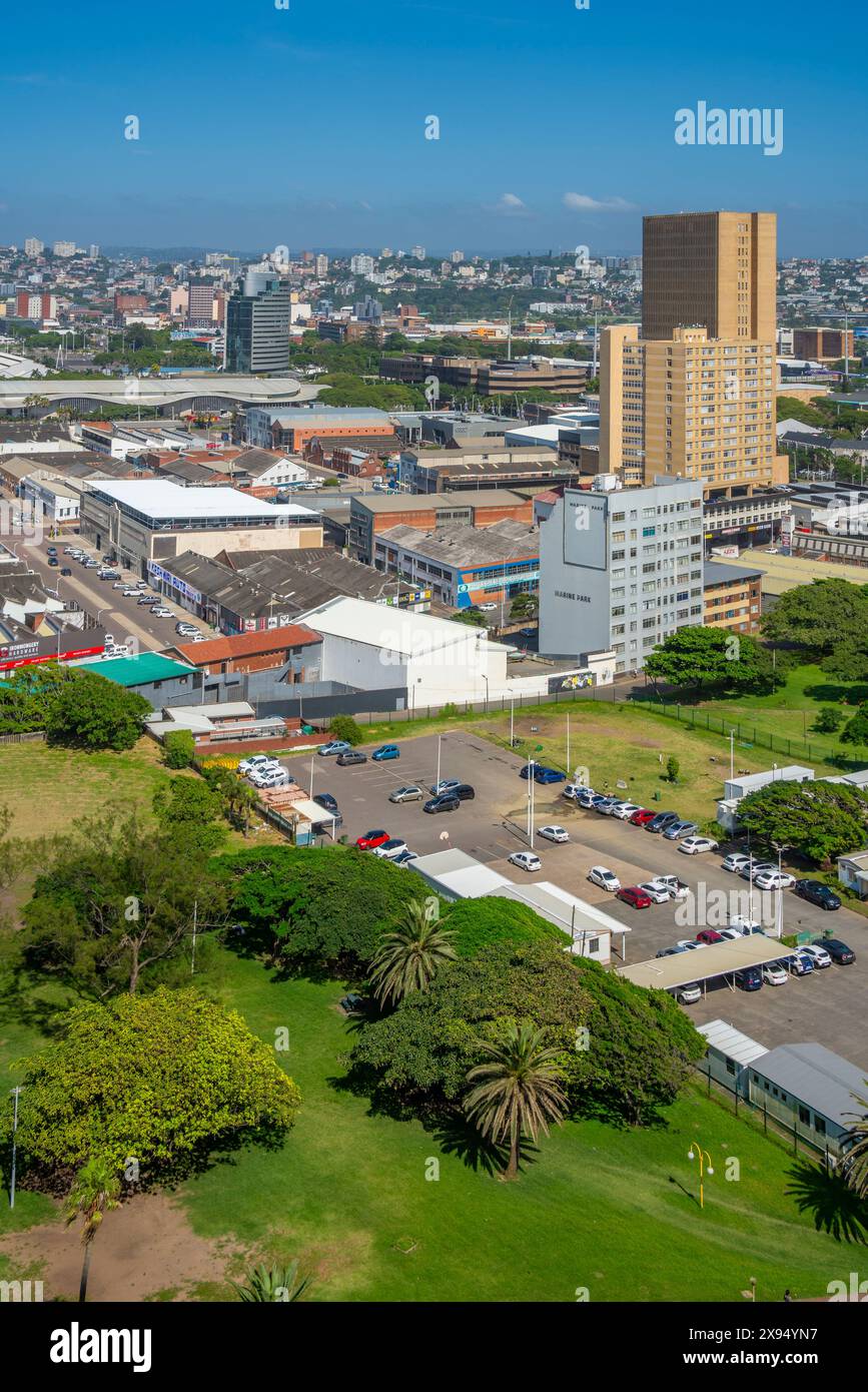 Elevated view of Durban city skyline, Durban, KwaZulu-Natal Province ...