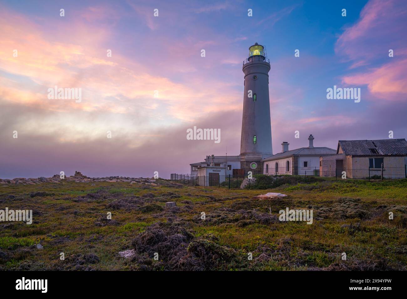 View of Seal Point Lighthouse at sunset, Cape St. Francis, Eastern Cape ...