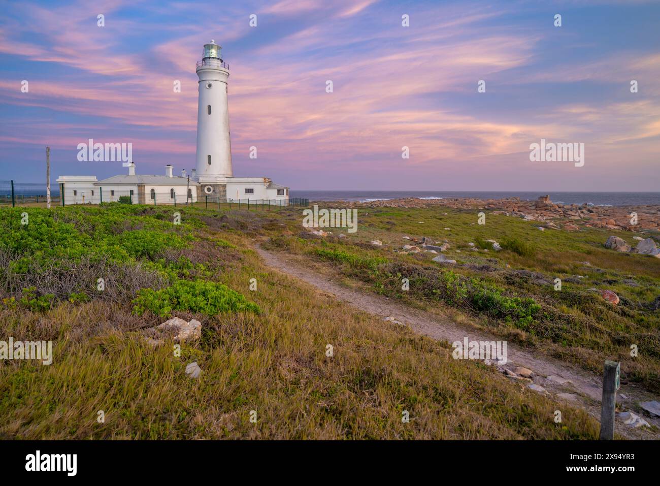 View of Seal Point Lighthouse at sunset, Cape St. Francis, Eastern Cape ...