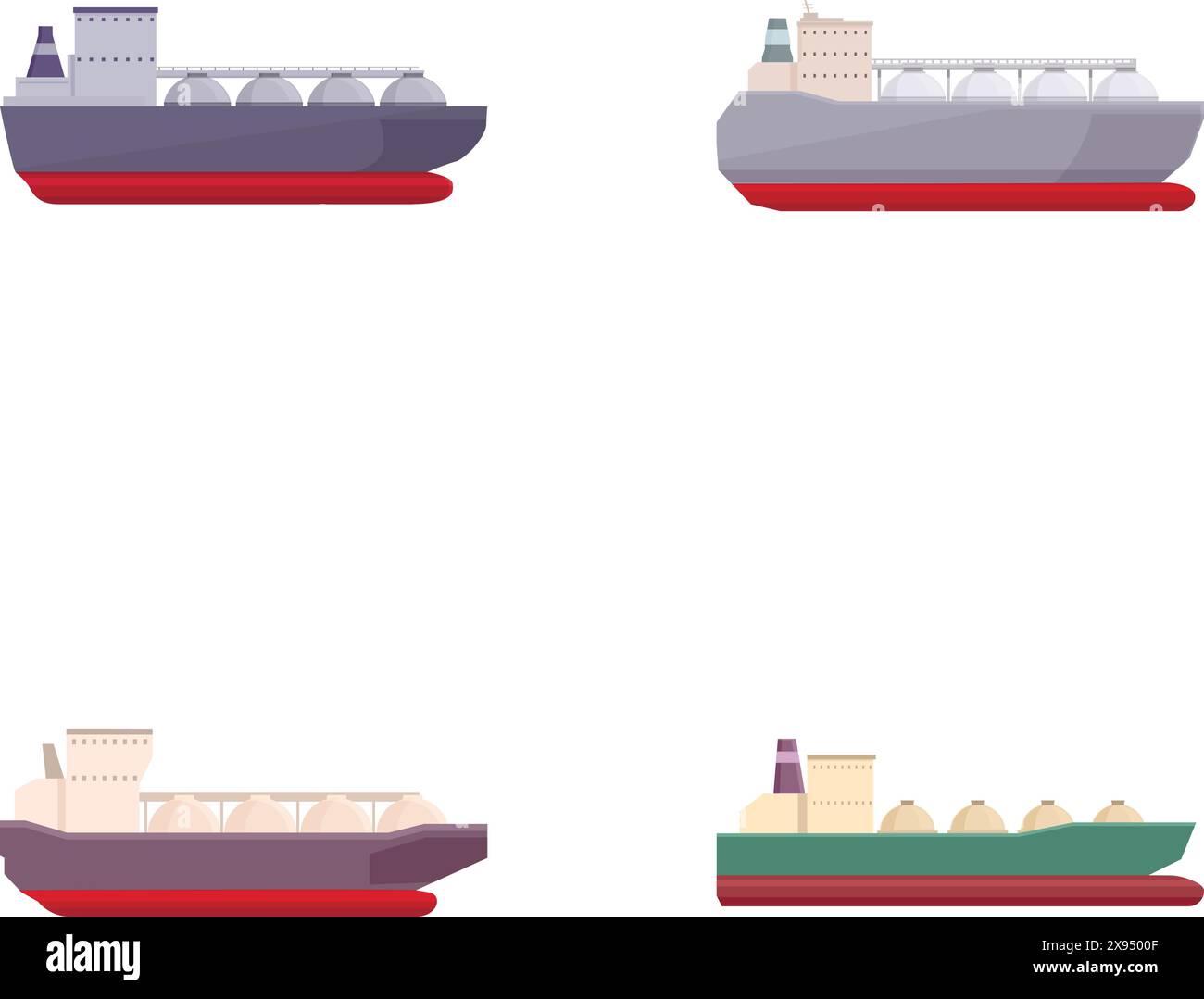 Vector illustration of a collection of colorful, stylized oil tankers ...