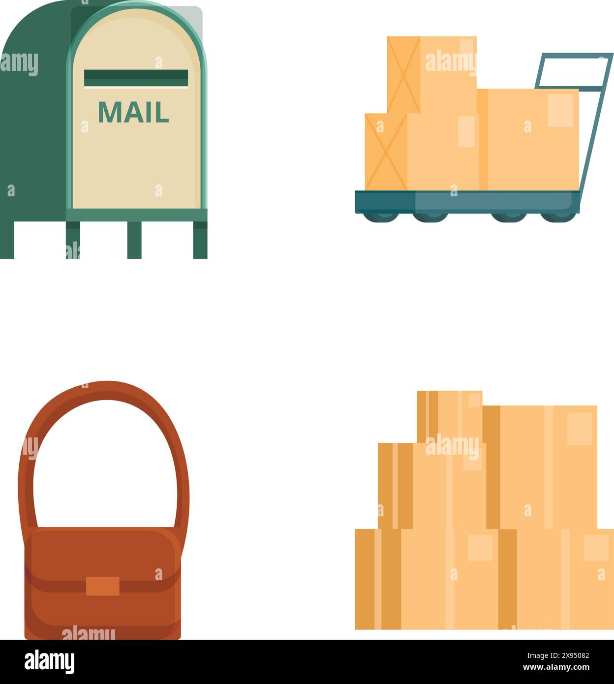 Collection of vector icons depicting mail, logistics, and shopping ...