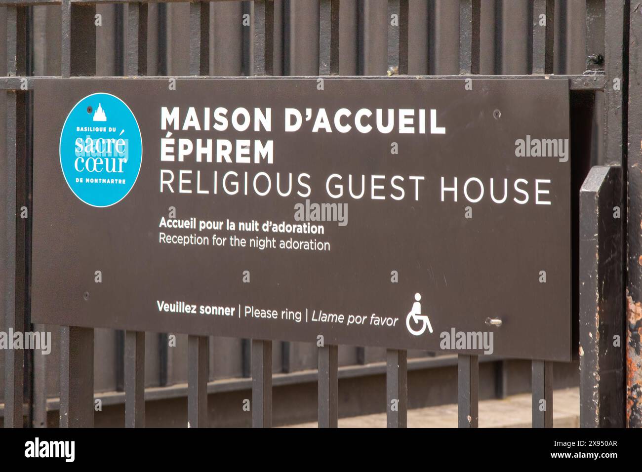 Paris, France, Apirl 20th 2024:- A view of a sign for the Religious ...